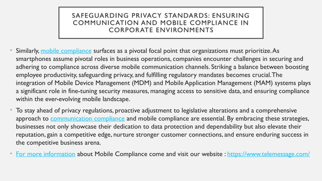 Upholding Privacy Standards: Achieving Communication and Mobile ...
