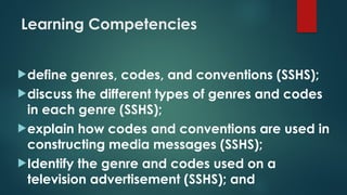 7.MIL 6. Media and Information Languages (Part 1)- Genre, Codes and Conventions.pptx | Video ...