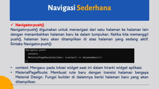 Pemrograman Aplikasi Mobile - 7 Navigasi Flutter | PPT