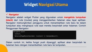 Pemrograman Aplikasi Mobile - 7 Navigasi Flutter | PPT