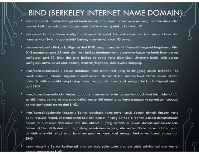 Domain Name System in Linux (how to use bind) | PPT