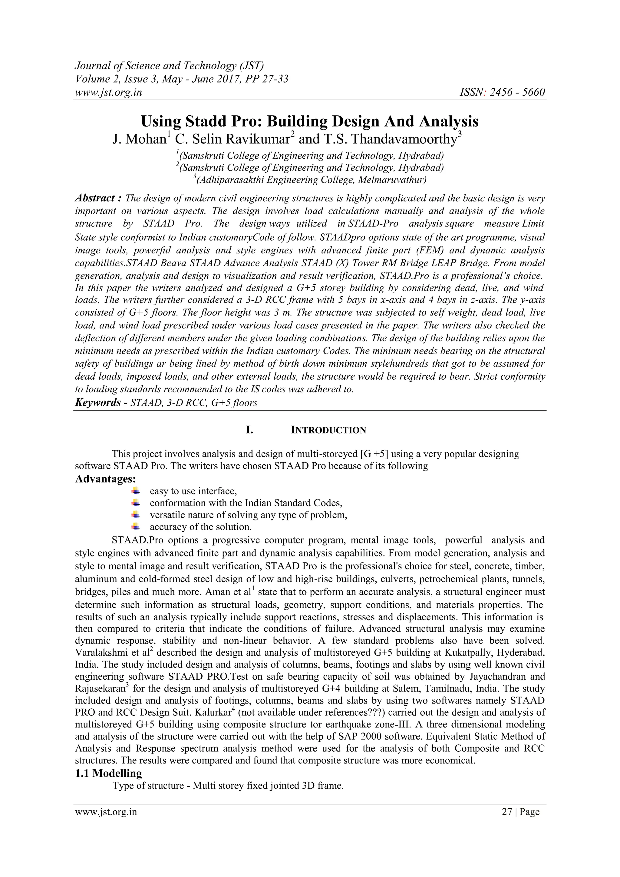 Using Stadd Pro: Building Design And Analysis | PDF