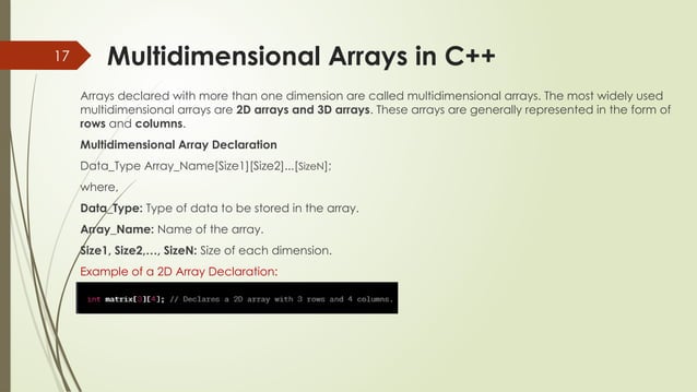 Array In C++ programming object oriented programming | PPT