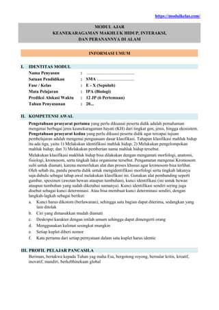 Modul Ajar Biologi Kelas 10 Fase E Kurikulum Merdeka - MODULKELAS.COM