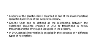 7.GENETIC CODE in detail about genetic code | PPT
