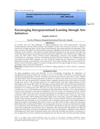 Encouraging Intergenerational Learning through Arts Initiatives (www.kiu.ac.ug) | PDF
