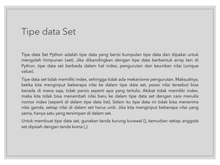 7. Tipe data Boolean,List & Tuple computer programming | PDF