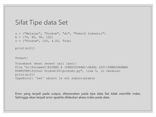 7. Tipe data Boolean,List & Tuple computer programming | PDF