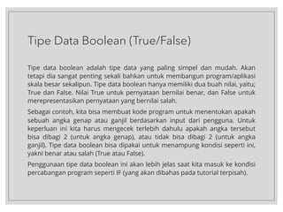 7. Tipe data Boolean,List & Tuple computer programming | PDF