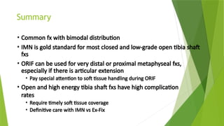 Tibial shaft fractures Managing soft tissues and infection | PPTX