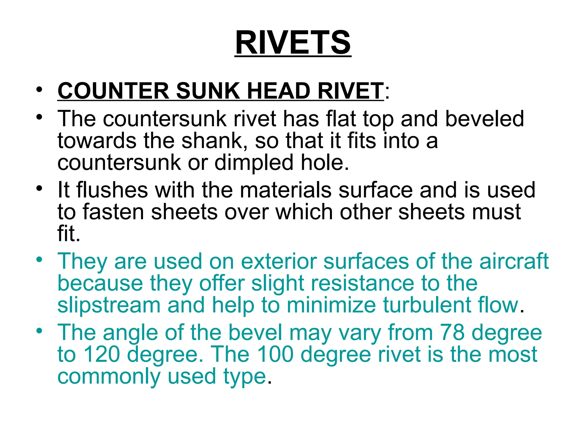 Aircraft Rivets - Describes classifications of Rivets | PPT