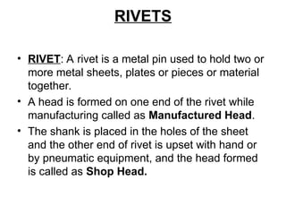 Aircraft Rivets - Describes classifications of Rivets | PPT