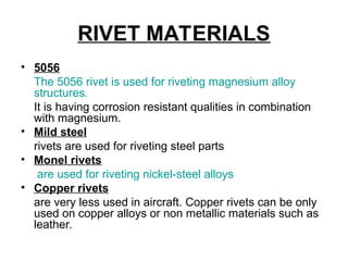 Aircraft Rivets - Describes classifications of Rivets | PPT