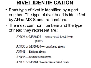 Aircraft Rivets - Describes classifications of Rivets | PPT