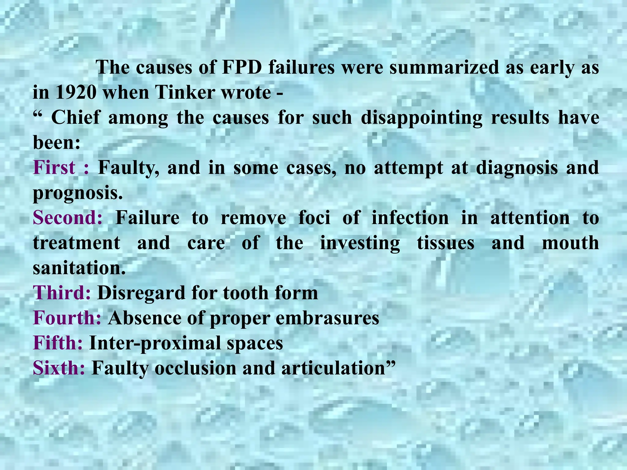 Failures in Fixed partial denture in prosthodontics | PPTX