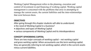 Working Capital Management, Factors affecting working capital and ...