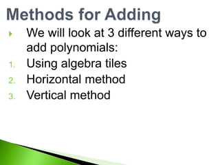 7 2 adding and subtracting polynomials | PPTX