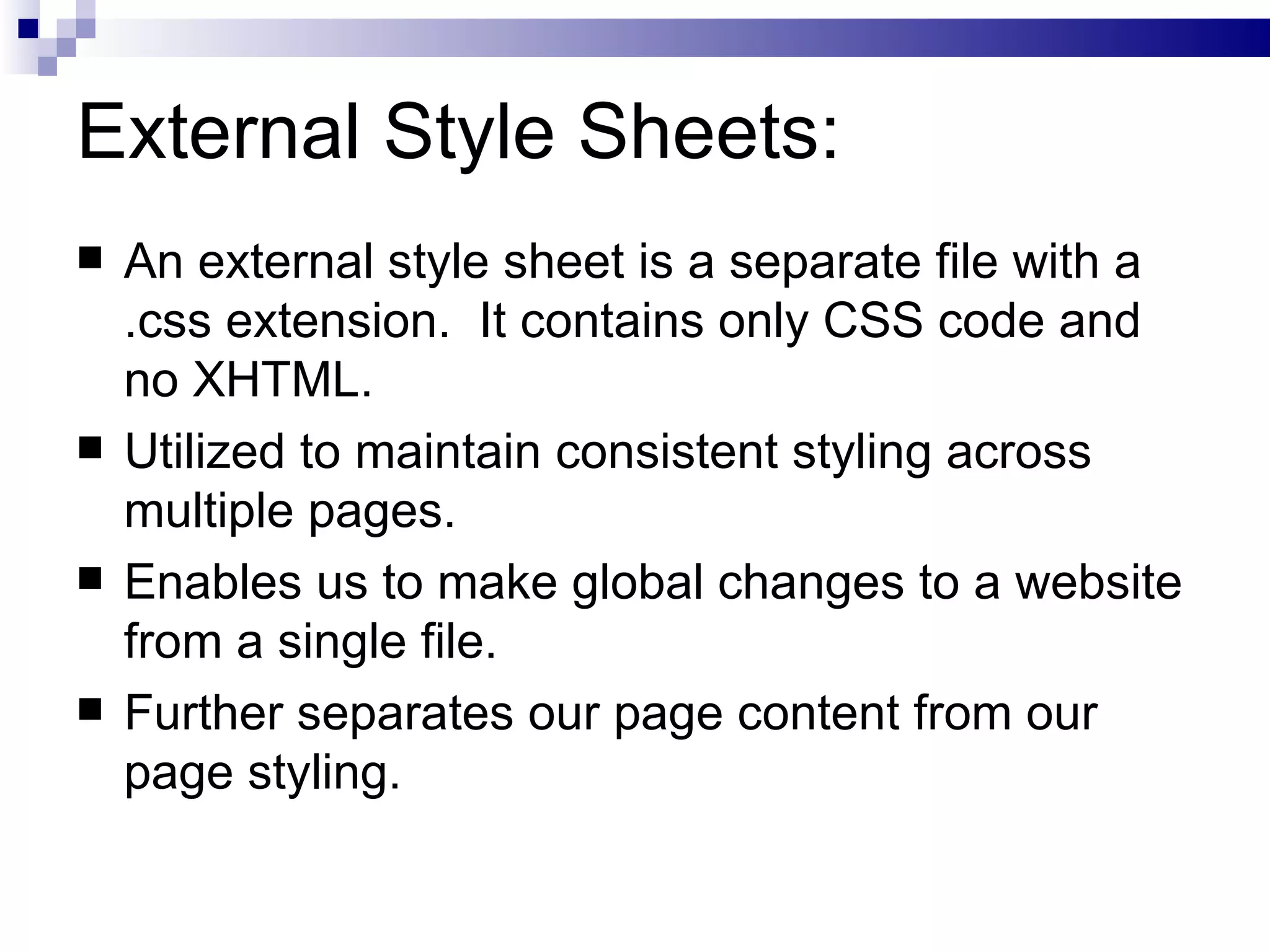 7.2 external style sheets | PPT | Web Design and HTML | Internet