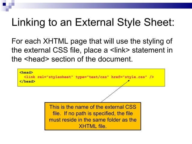 7.2 external style sheets | PPT | Web Design and HTML | Internet
