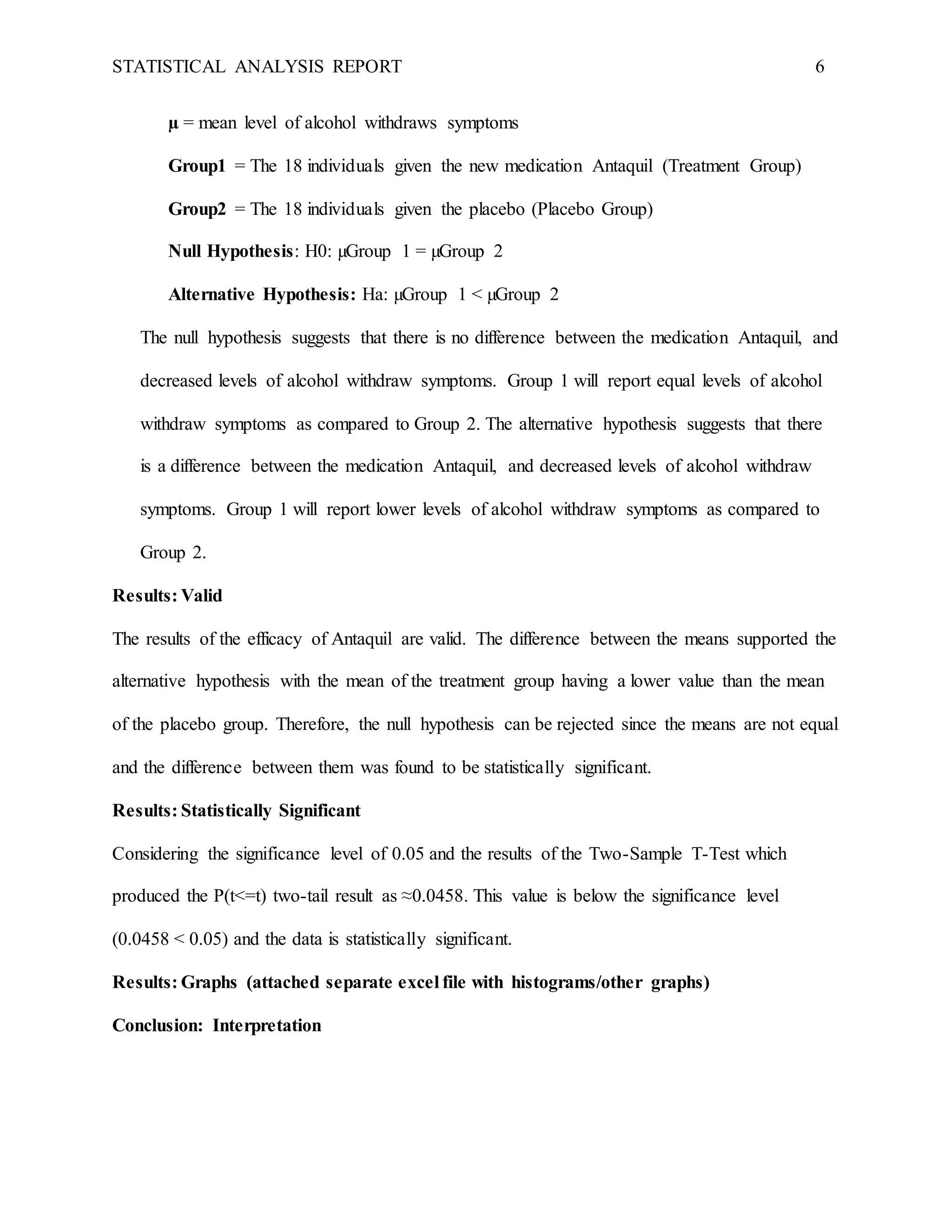 Statistical Analysis Report | PDF