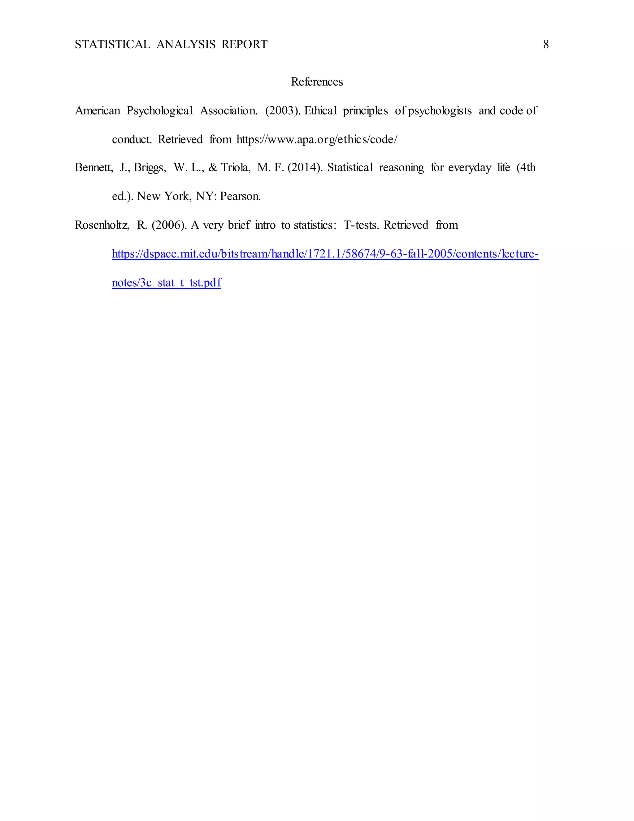 Statistical Analysis Report | PDF