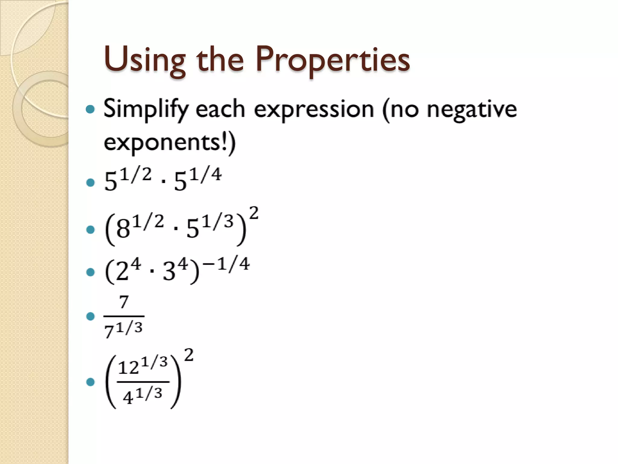 7.2 properties of rational exponents | PPTX
