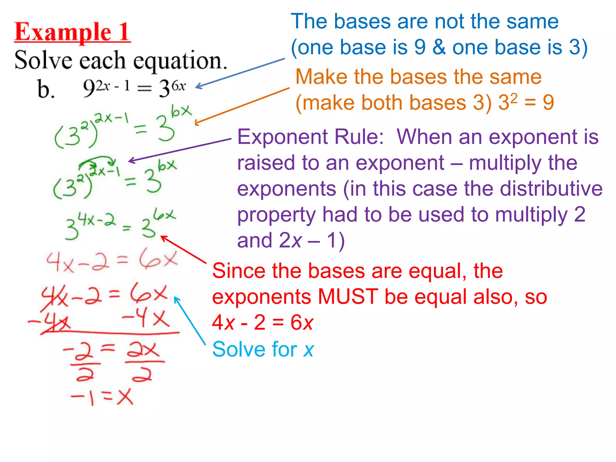 7-2 Solving Exponential Equations and Inequalities - modified for ...