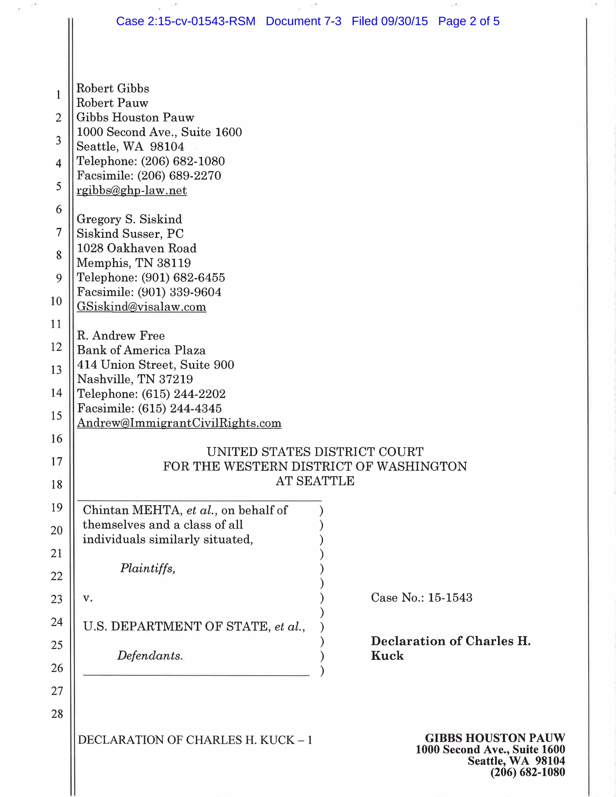 Declaration of Charles Kuck | PDF