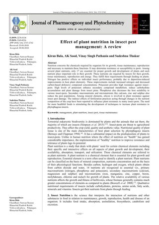 Effect of plant nutrition in insect pest management: A review | PDF ...
