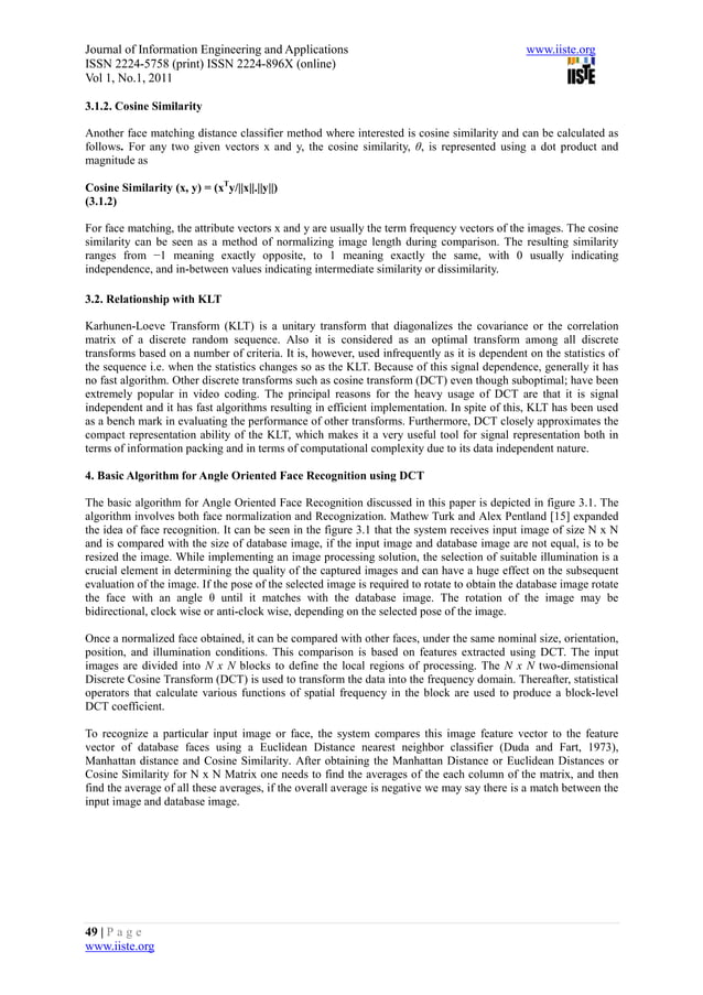 similarity of inference face matching on angle oriented face recognition | PDF