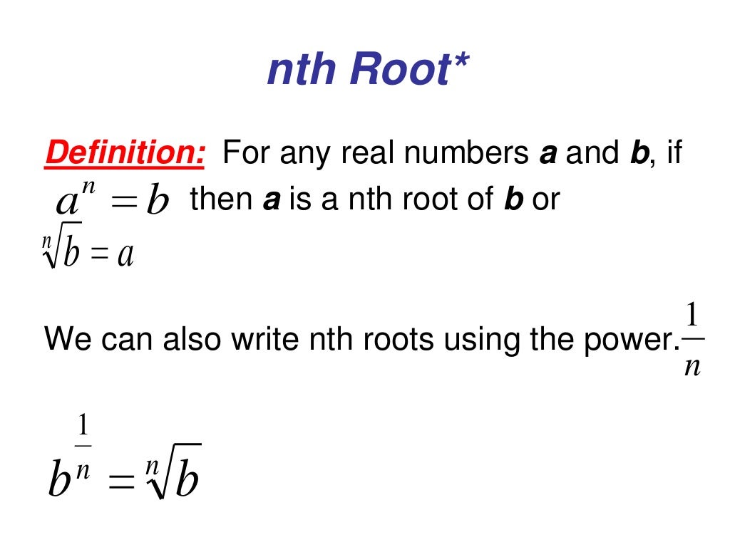 6 1 Nth Roots Reg