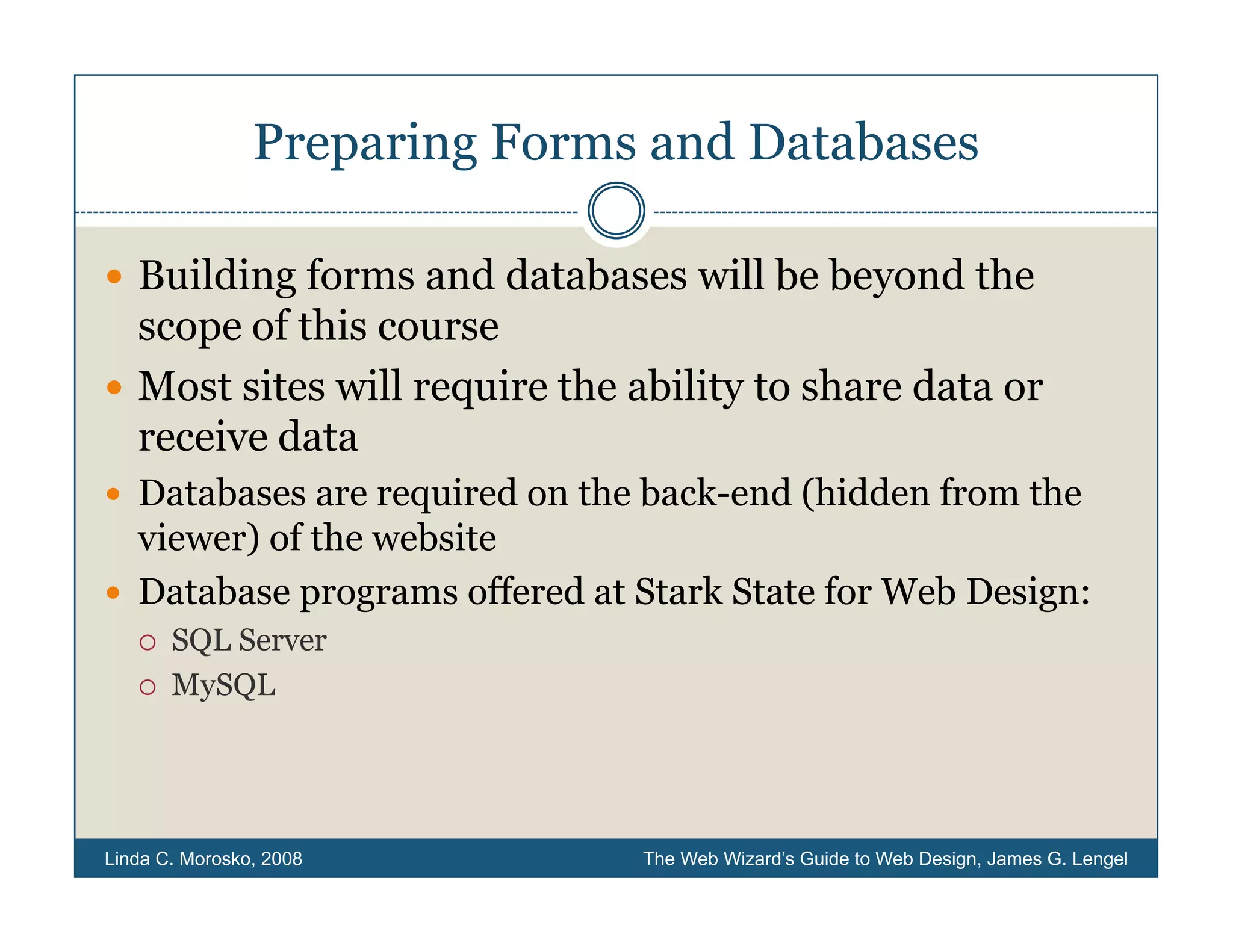 7 4 Preparing The Elements Forms And Databases | PPT