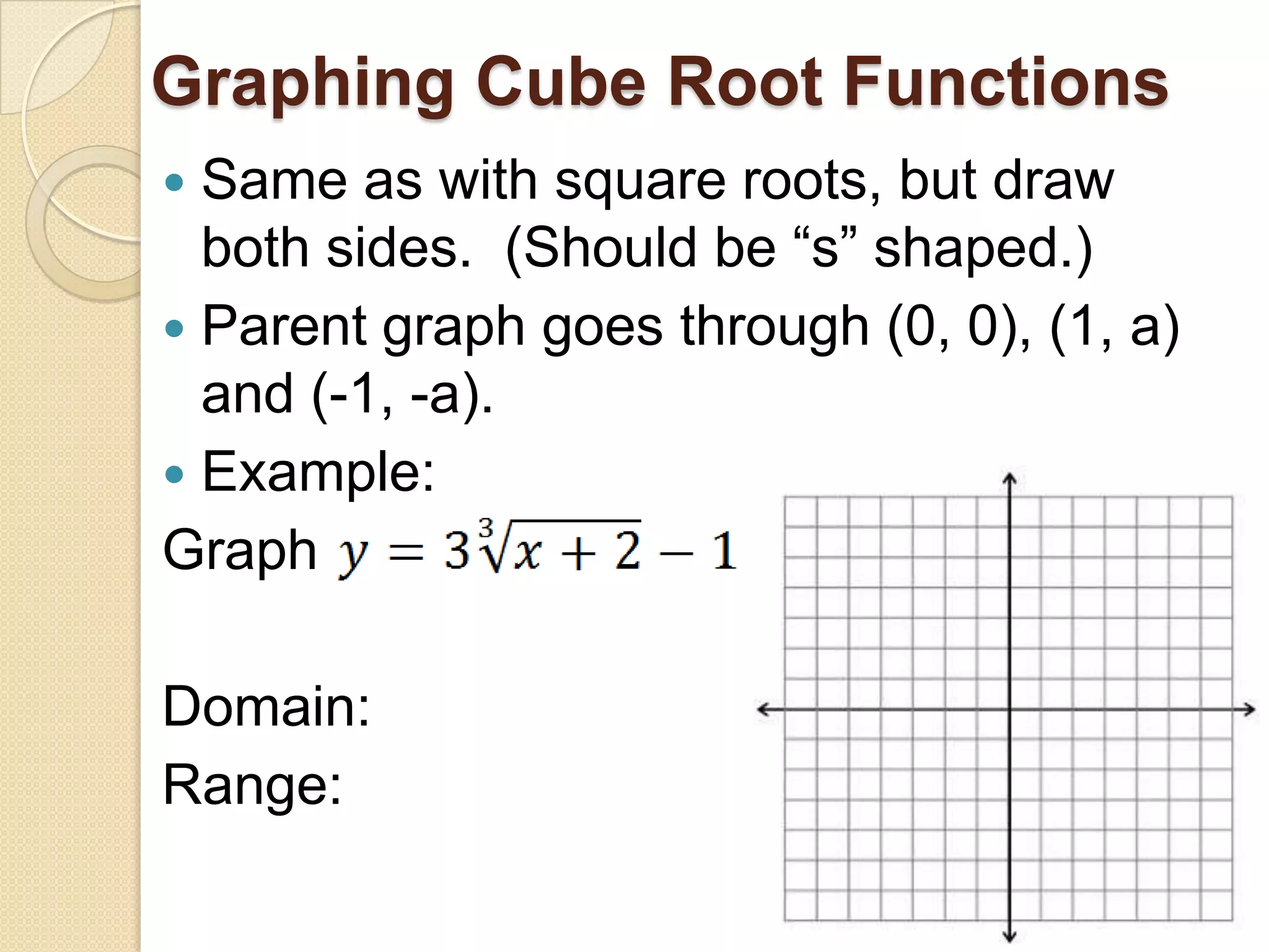 7.5 Graphing Square Root And Cube Root Functions | Pptx