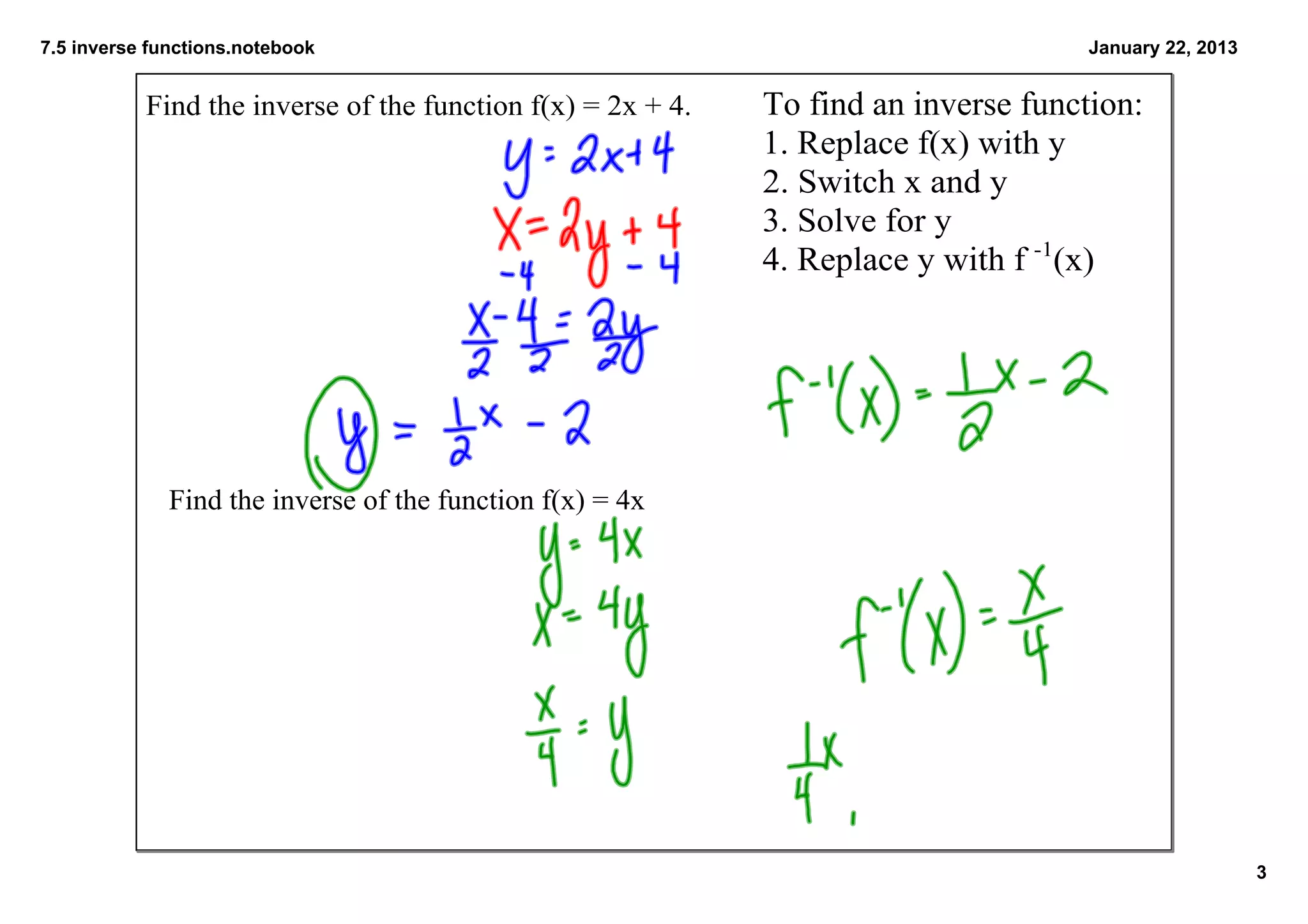 7.5 inverse functions | PPT