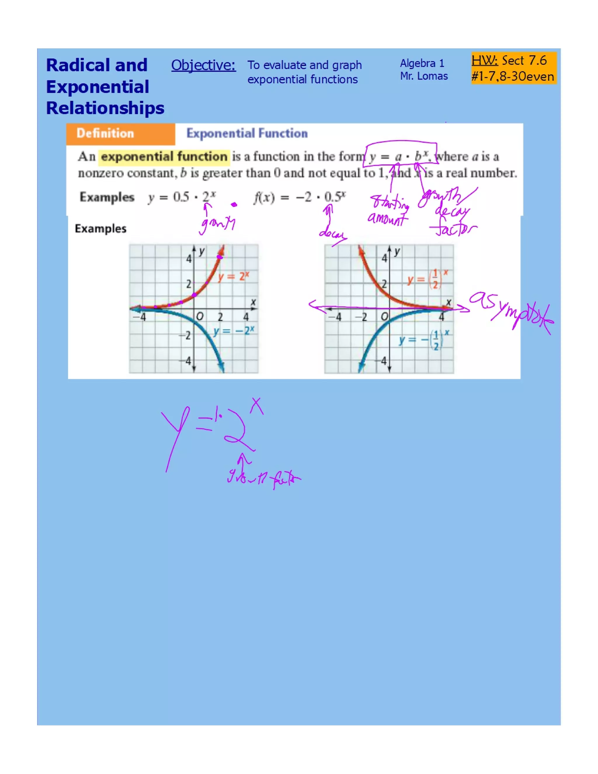 7 6 Evaluating And Graphing Exponential Functions Pdf