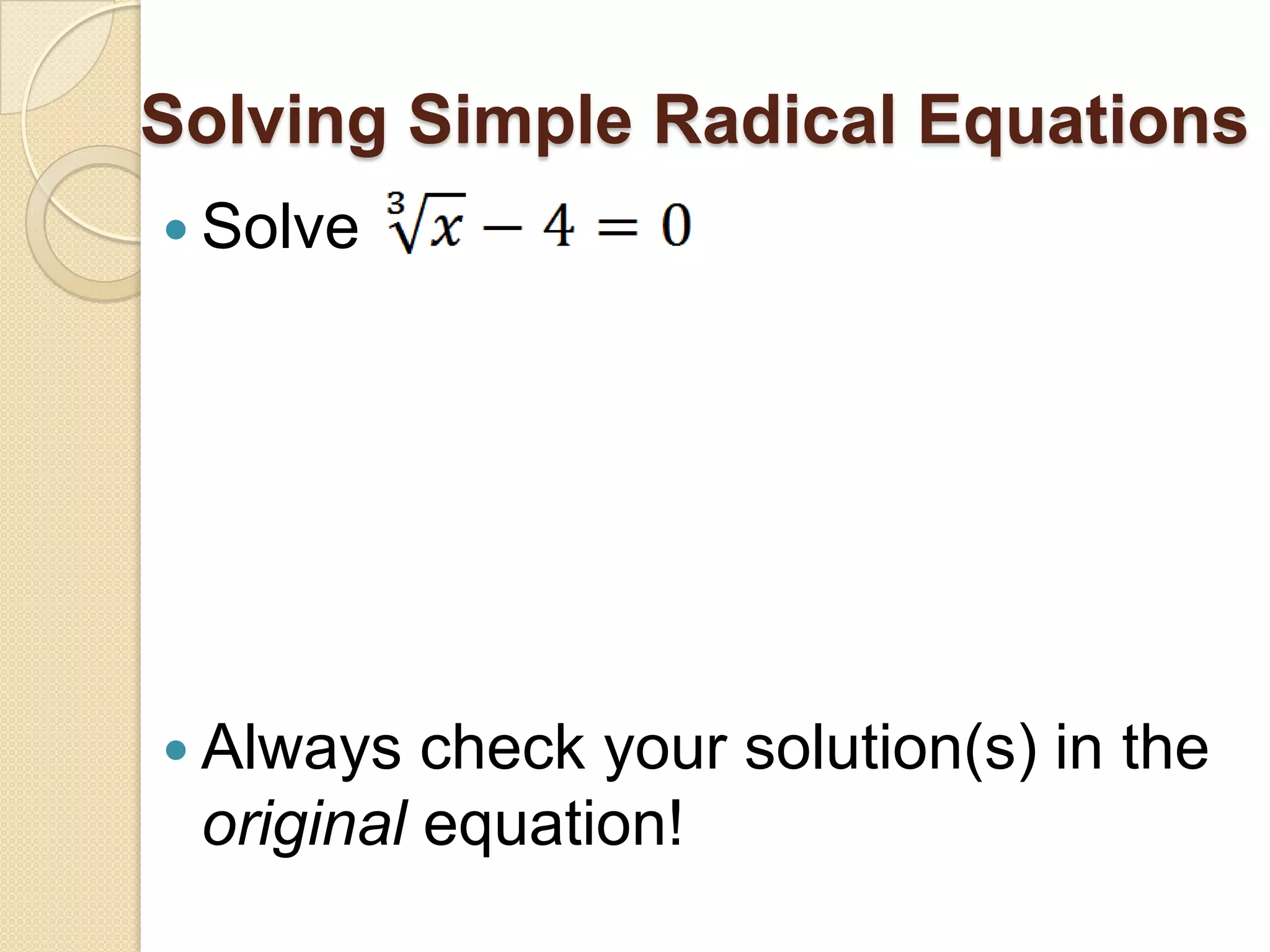 7.6 solving radical equations | PPT