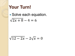 7.6 solving radical equations | PPT
