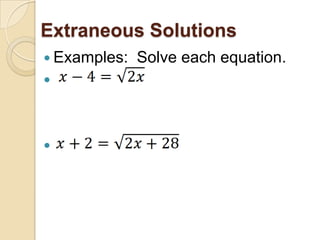 7.6 solving radical equations | PPT