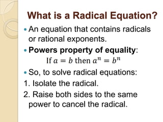 7.6 solving radical equations | PPT