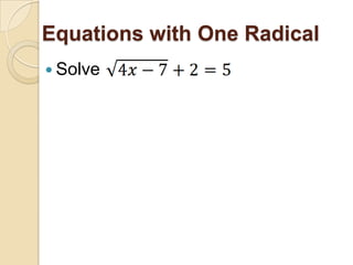7.6 solving radical equations | PPT