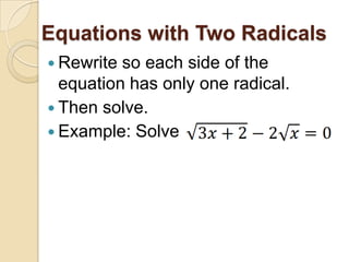 7.6 solving radical equations | PPT