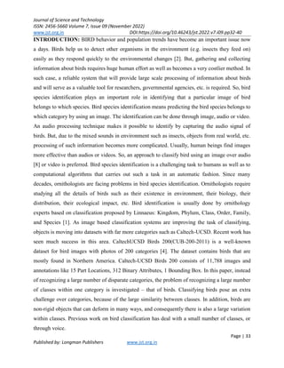 BIRD SPECIES IDENTIFICATION USING DEEP LEARNING | PDF