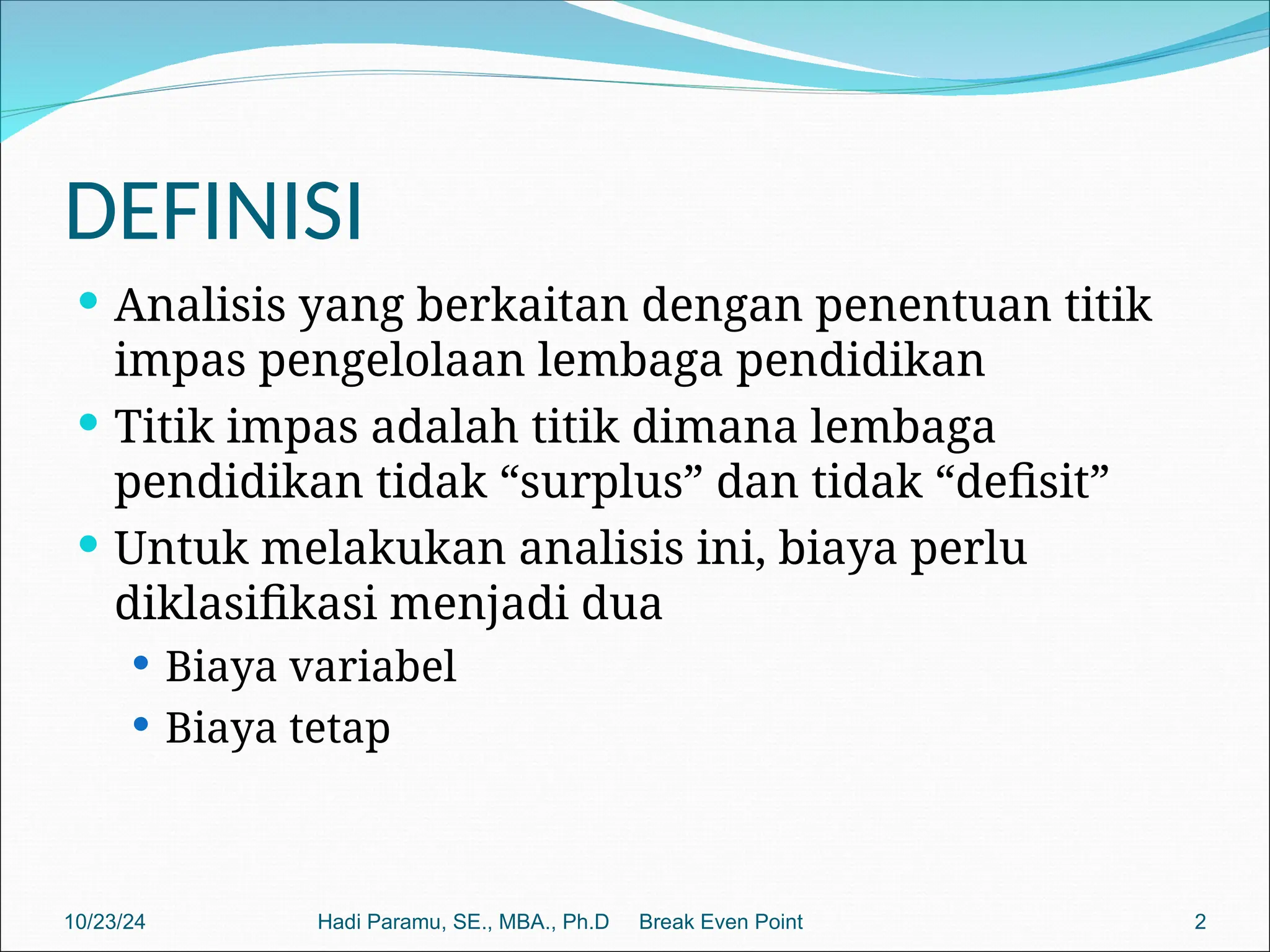 analisis break event point pengolahan.ppt