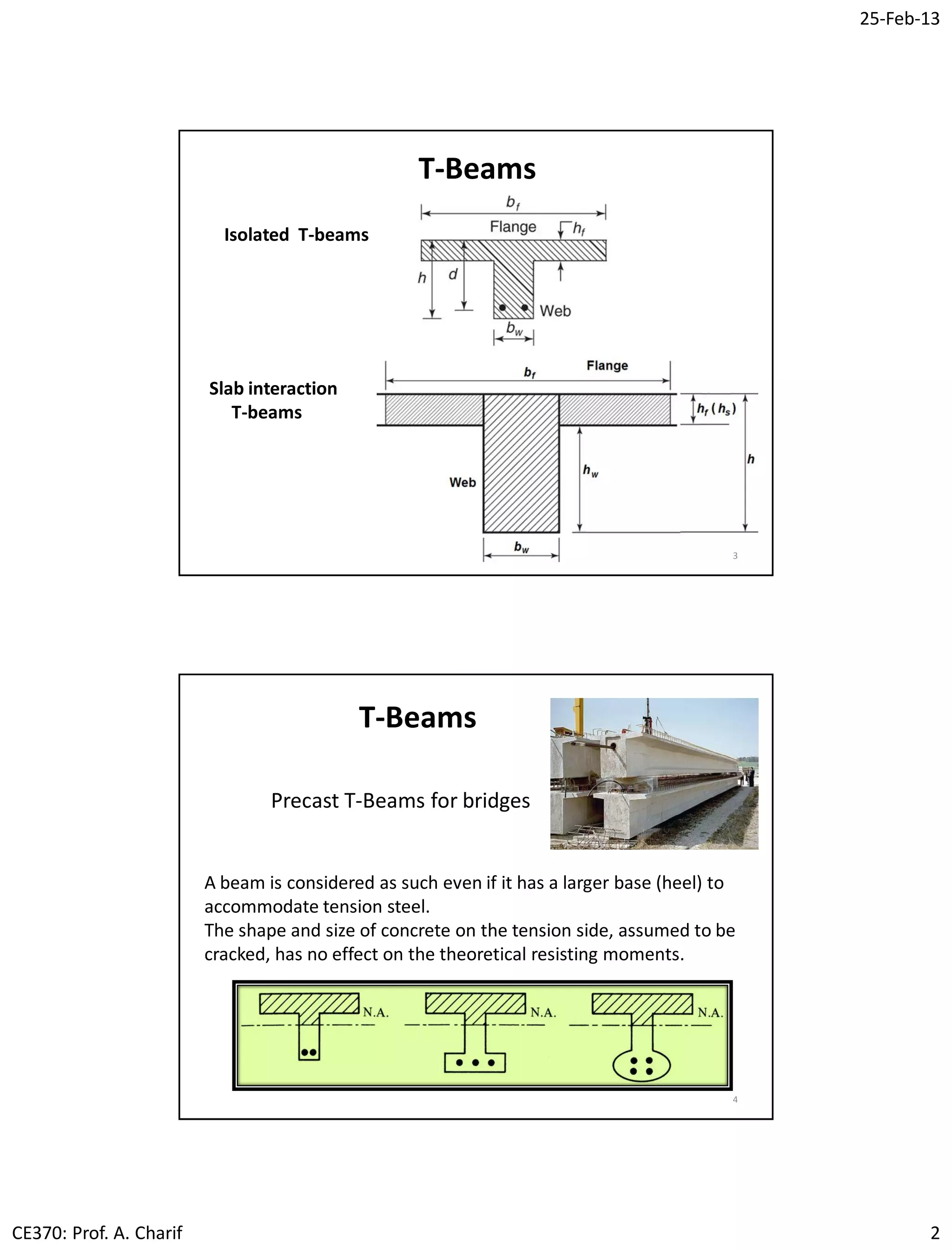Lec06 Analysis and Design of T Beams (Reinforced Concrete Design I ...