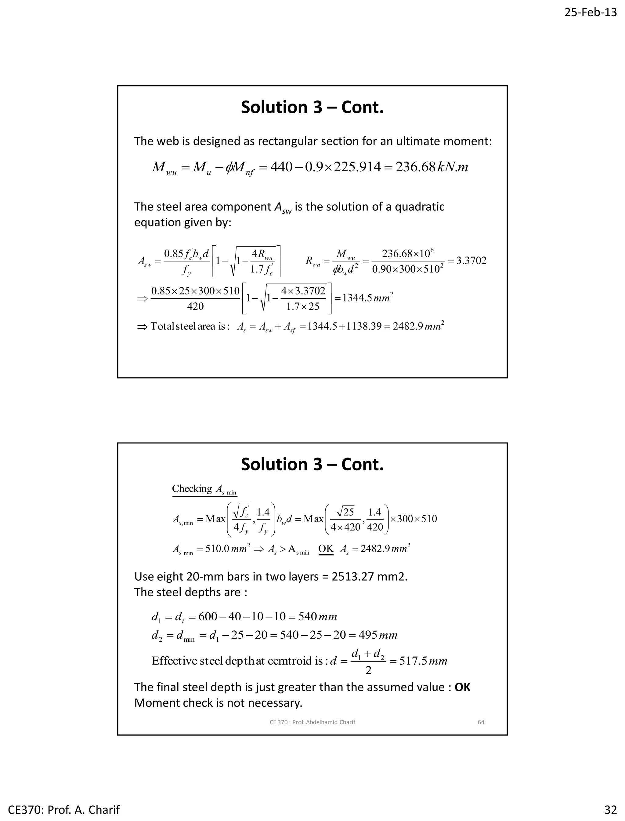 Lec06 Analysis and Design of T Beams (Reinforced Concrete Design I ...