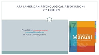 APA 7th Edition | The American Psychological Association (APA) | | PPTX
