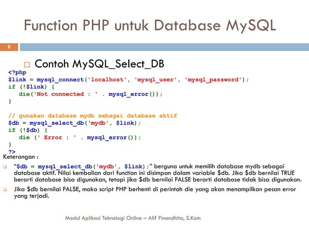 aplikasi teknologi online - aplikasi database berbasis web | PDF