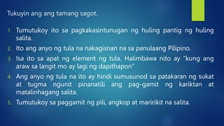 Mga Anyo ng Elemento ng Tula an anyo ng mga salita | PPTX