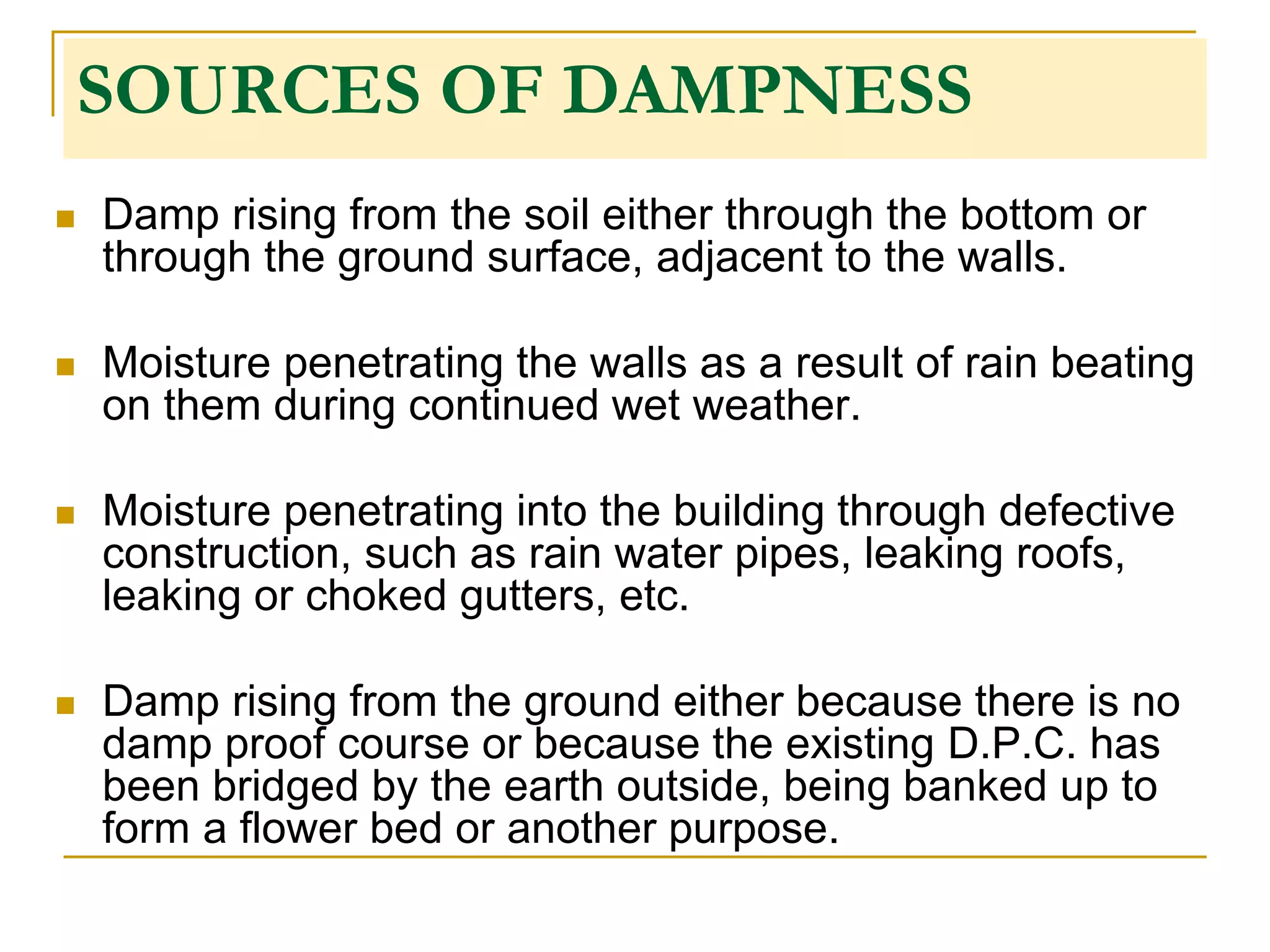 7 building construction part 1 pre-construction work,dampness and doors - edit | PPTX