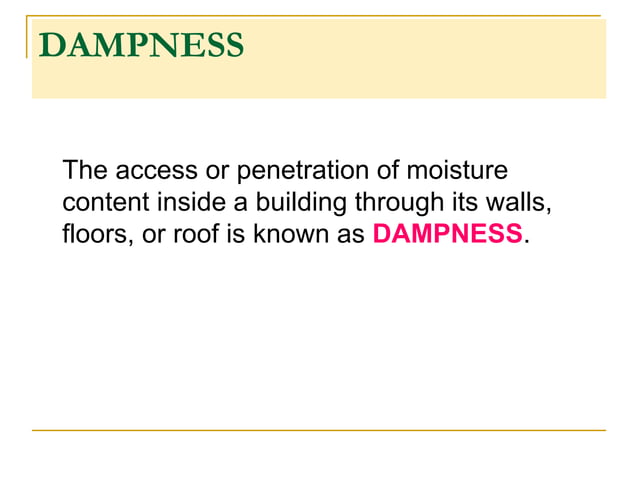7 building construction part 1 pre-construction work,dampness and doors - edit | PPTX